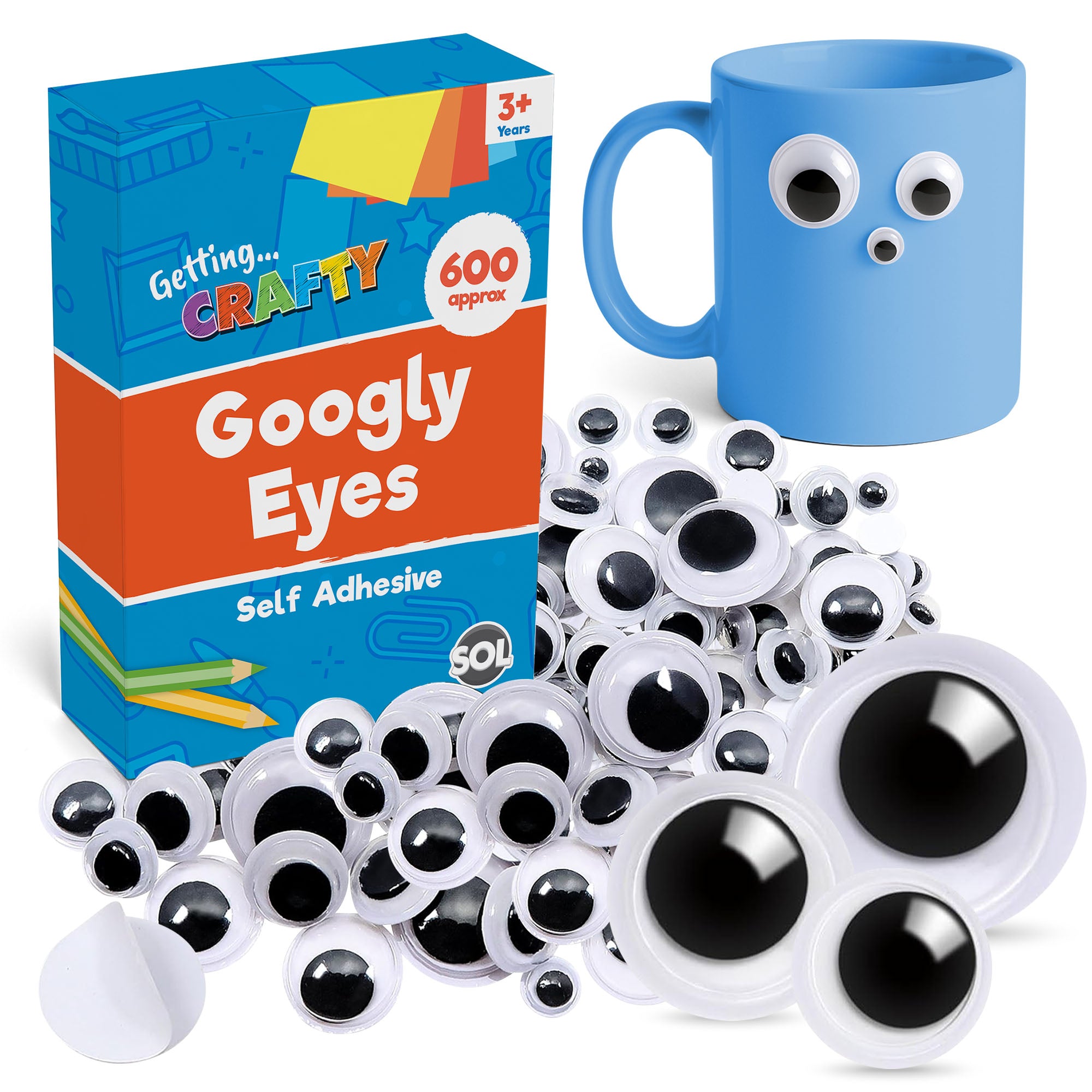 Self Adhesive Googly Eyes | Craft Wobbly Stick Ons | 200 Pack – Money ...